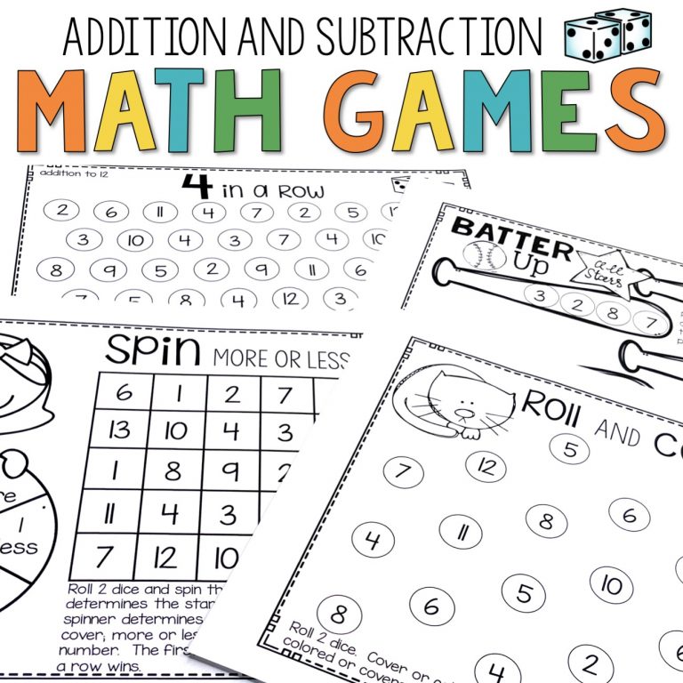 Dice Math Games: Addition & Subtraction - The Teacher Bag