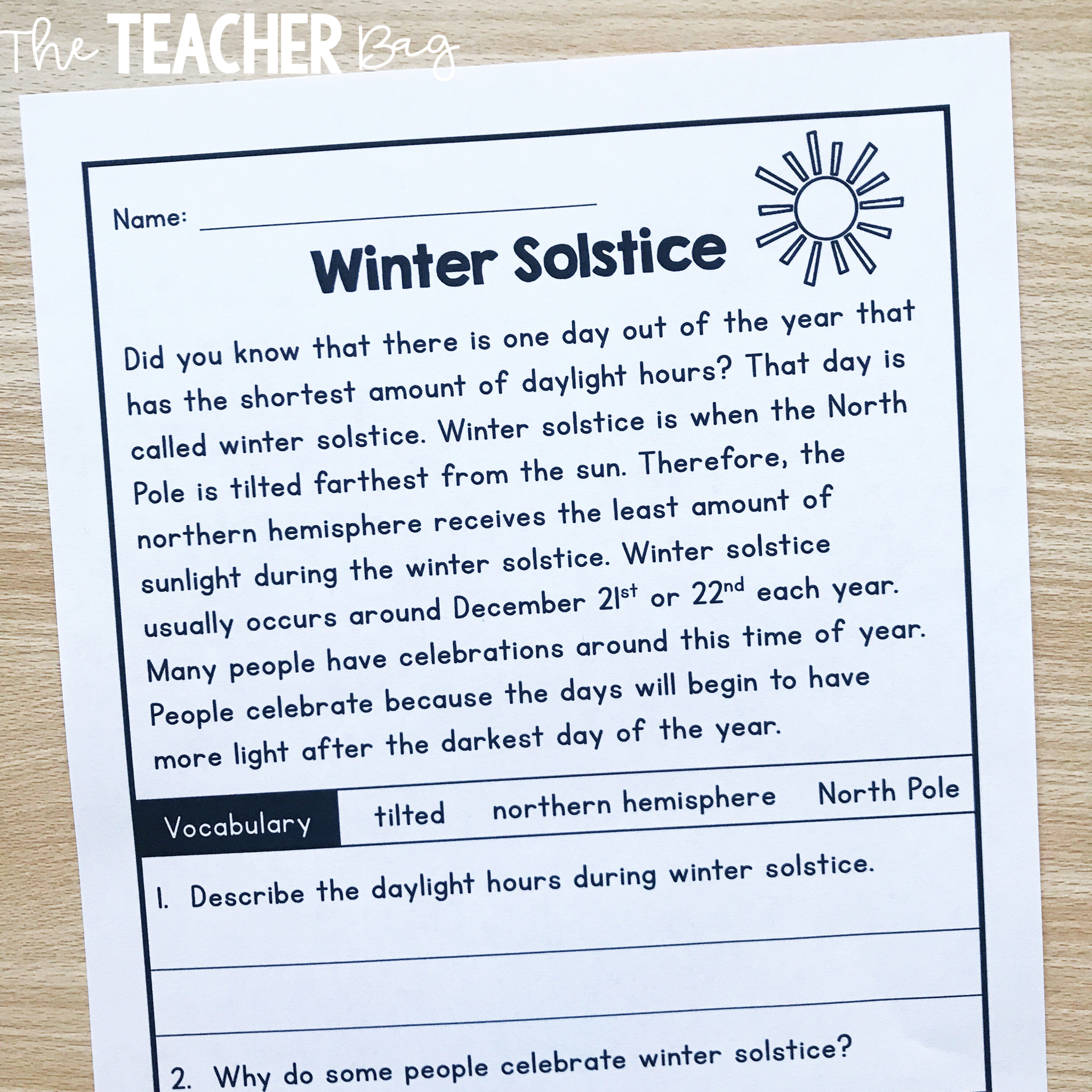 Winter Solstice Freebie - The Teacher Bag