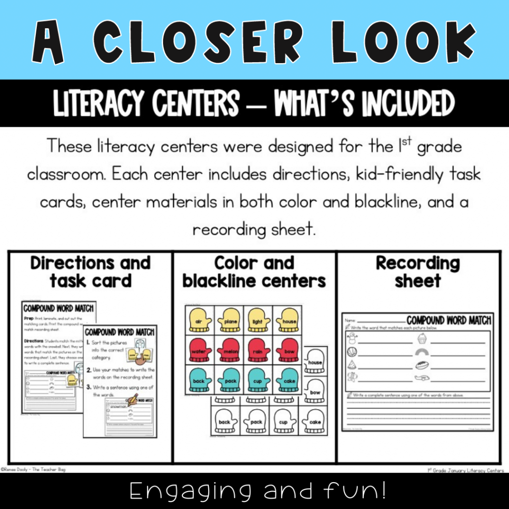 1st Grade Winter Literacy Centers - The Teacher Bag