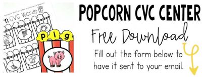 Popcorn CVC Word Center - The Teacher Bag