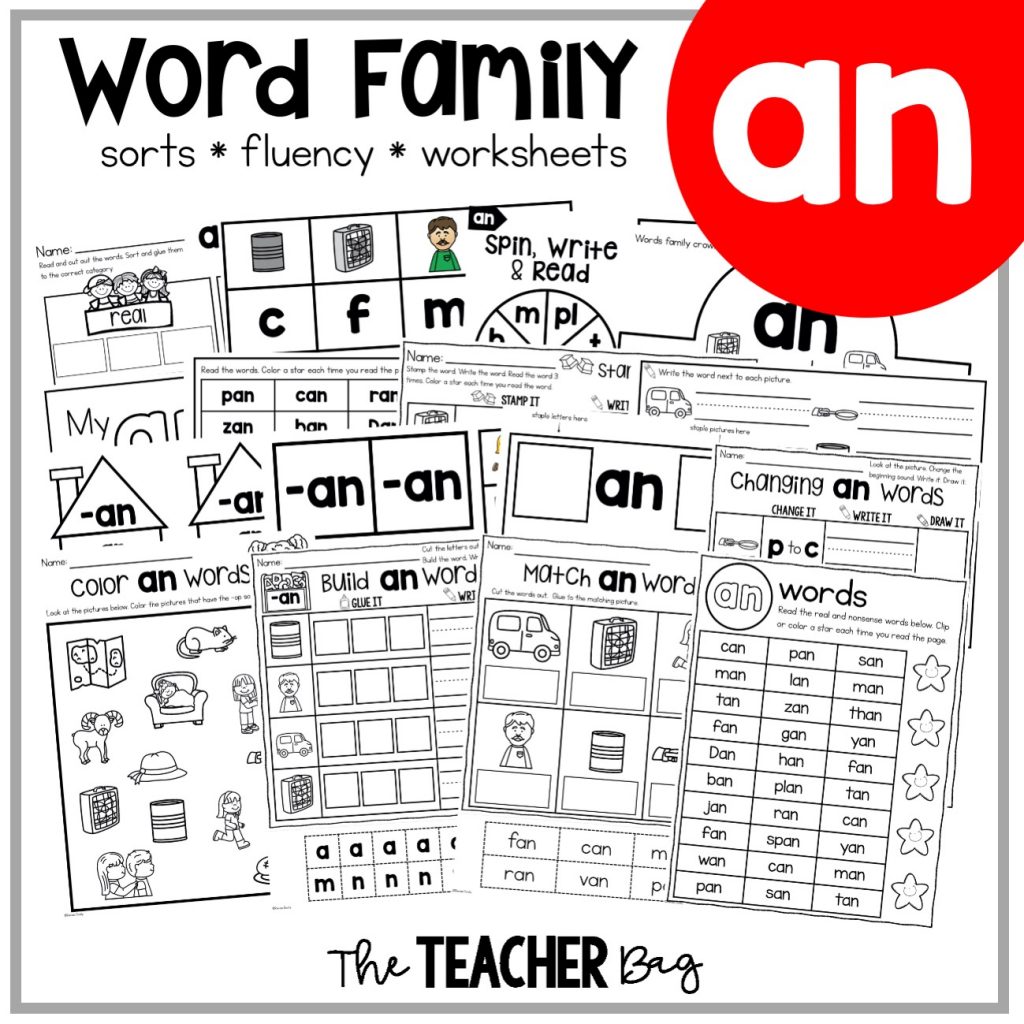 AN Word Family Activities - The Teacher Bag