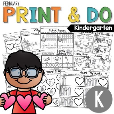 Kindergarten Morning Work NO PREP February Worksheets - The Teacher Bag