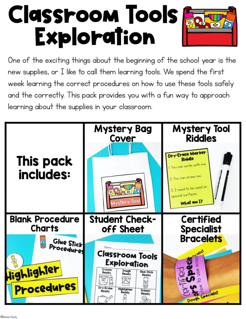 School Supply Procedures Activity Pack - The Teacher Bag