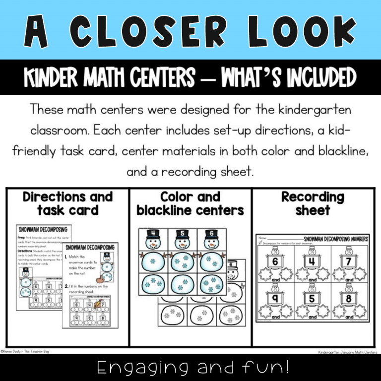Kindergarten Winter Math Centers - The Teacher Bag