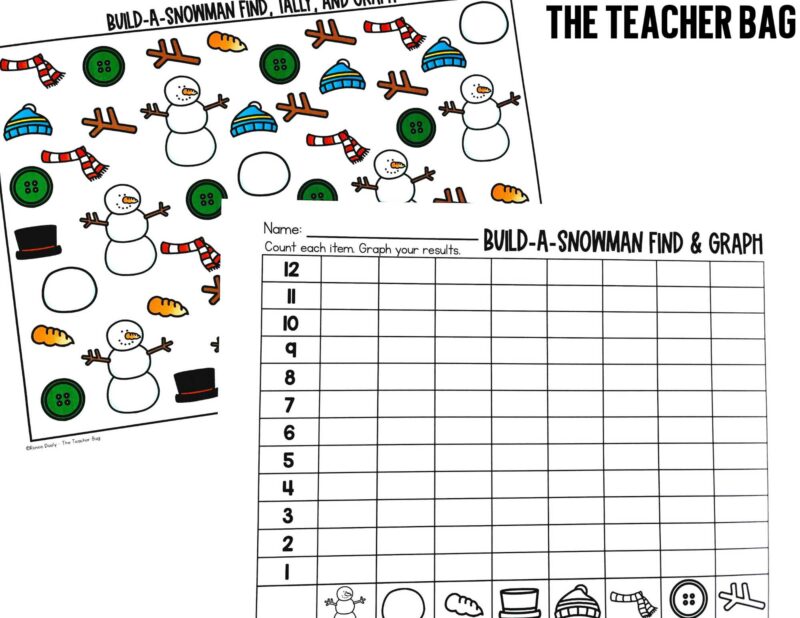 Snowman Find, Tally, and Graph Freebie - The Teacher Bag